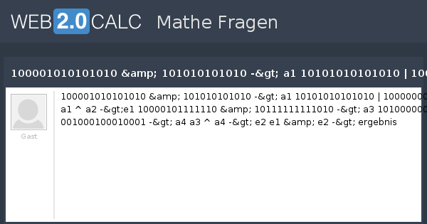 Frage anzeigen - 100001010101010 & 101010101010 -> a1 10101010101010 ...