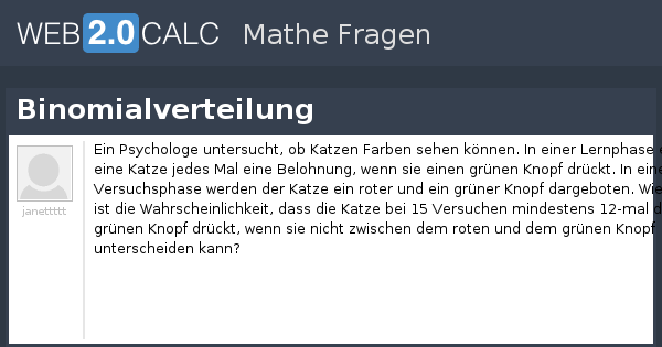 Frage anzeigen - Binomialverteilung