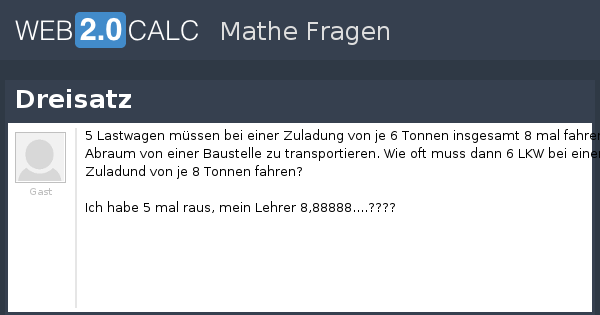 Frage anzeigen - Dreisatz