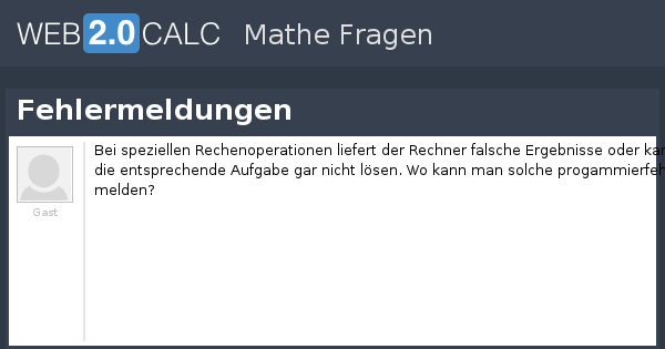 Frage anzeigen - Fehlermeldungen