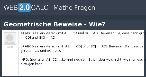 Frage anzeigen - Geometrische Beweise - Wie?