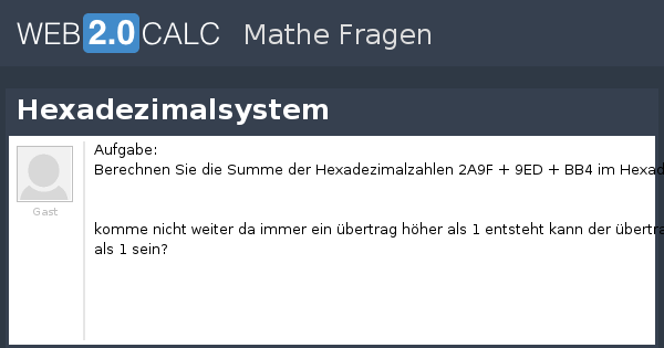 Frage anzeigen - Hexadezimalsystem