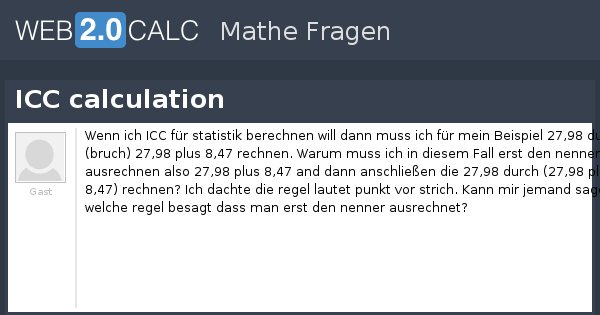 Frage anzeigen - ICC calculation